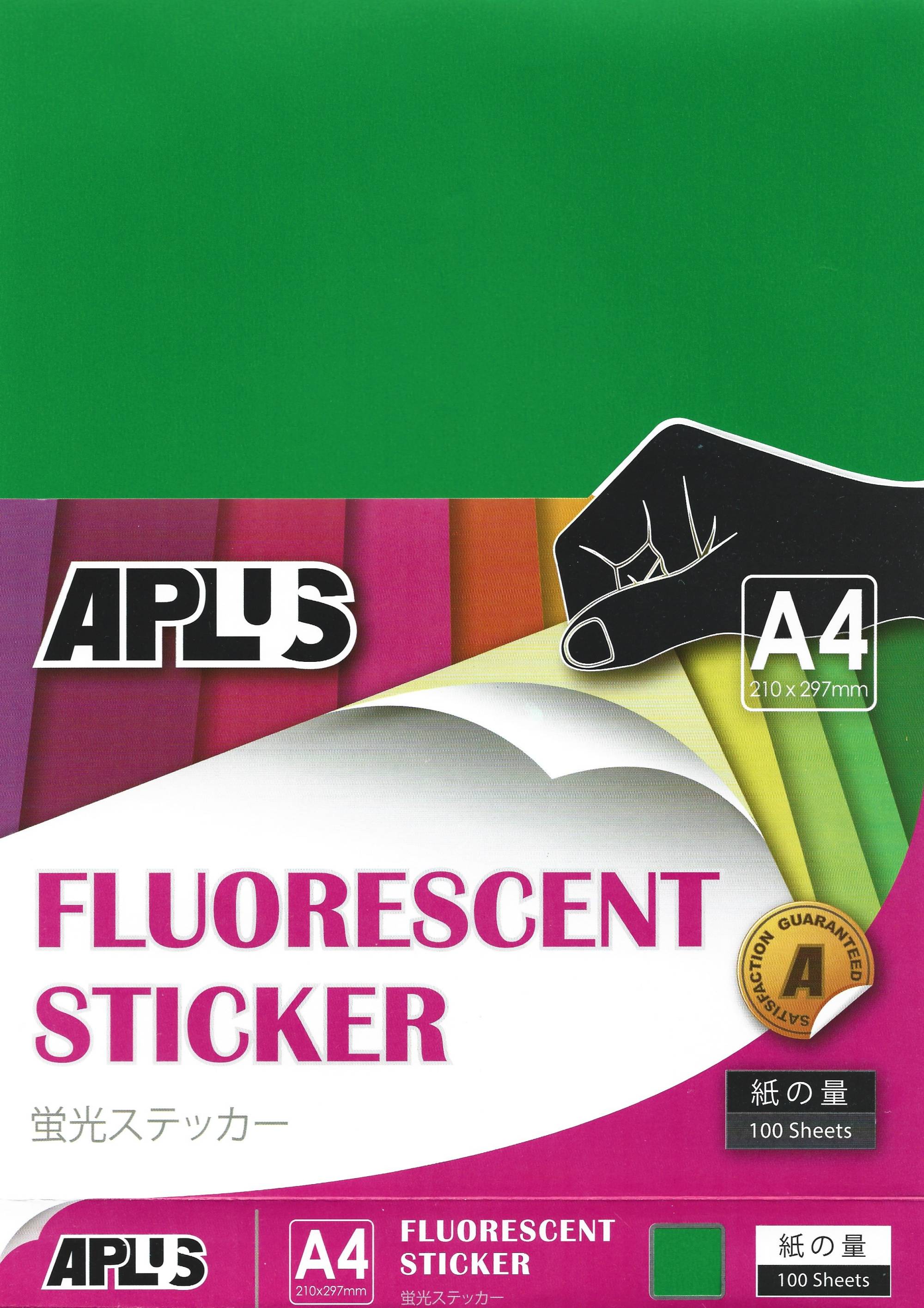 A4 Aplus Fluorescent Sticker 100's (Dark Green)